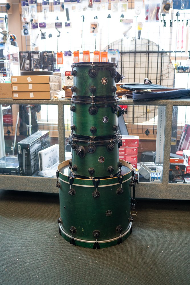 DW Collectors Series Emerald Green Satin Made in USA 4 Piece Drum Set ...