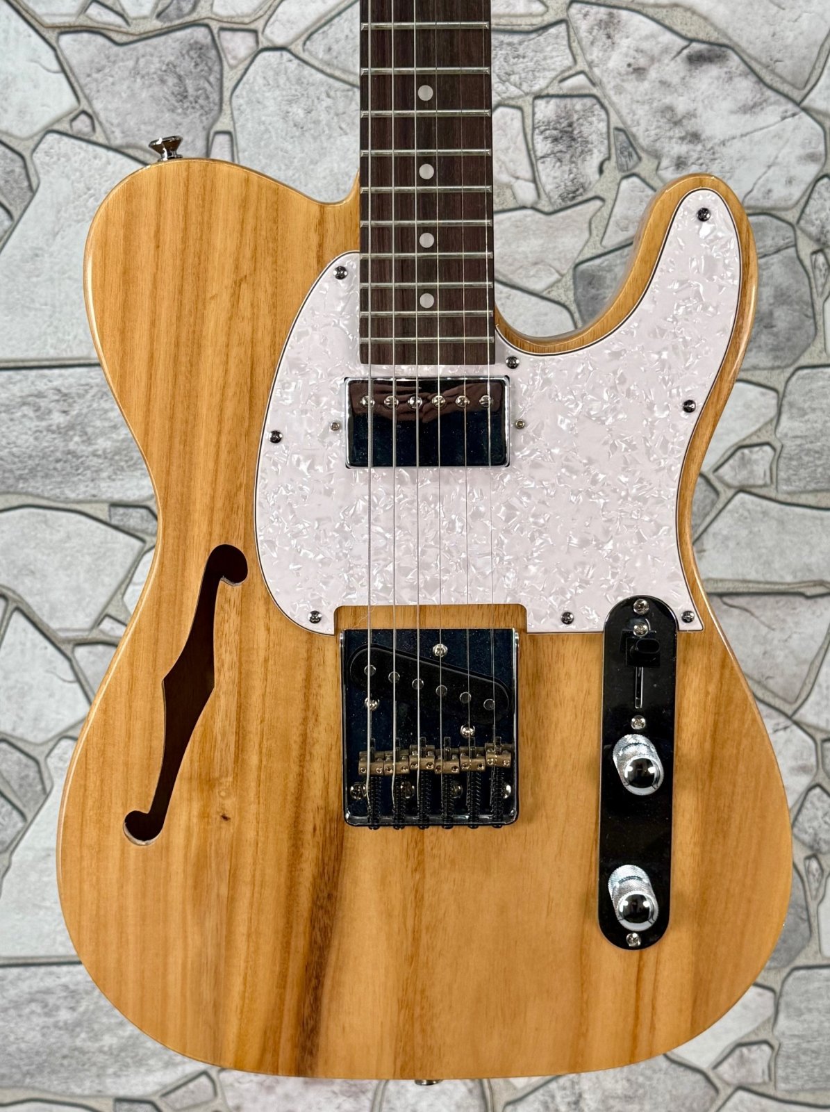 Glarry GTL SH Semi Hollow Body Electric Guitar in Natural