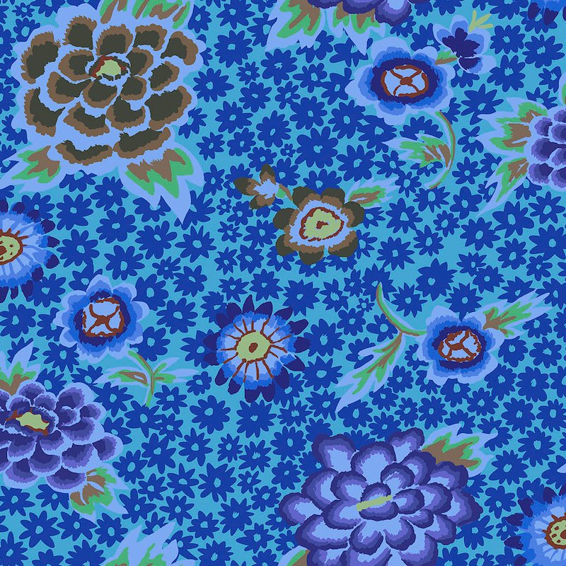 Kaffe Collective February 2022 Blue Charlotte By Kaffe Fassett For Free Spirit Fabrics