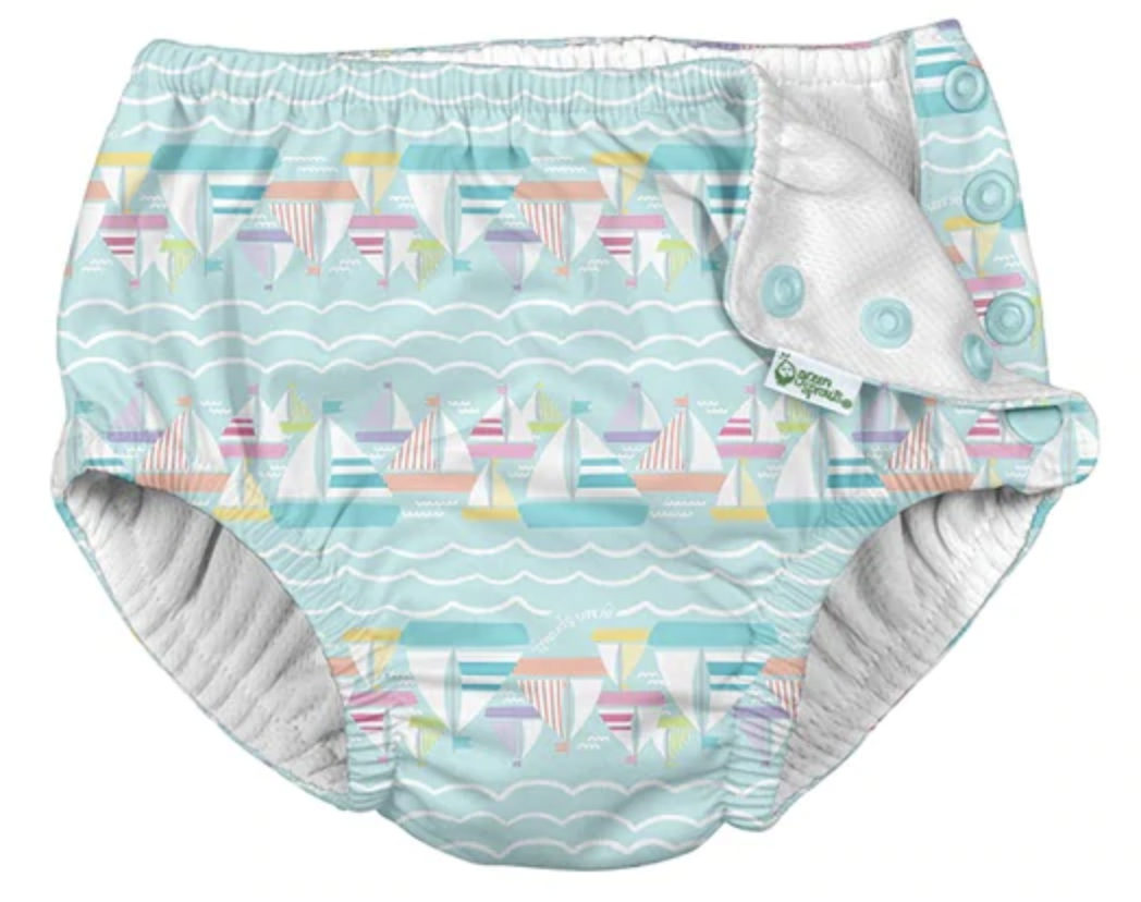 Swim Diaper - Light Aqua Sailboats - 715418191102