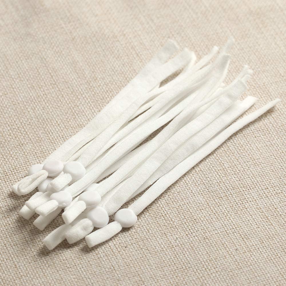 WHITE Beaded Elastic Ear Loops (10 per package)