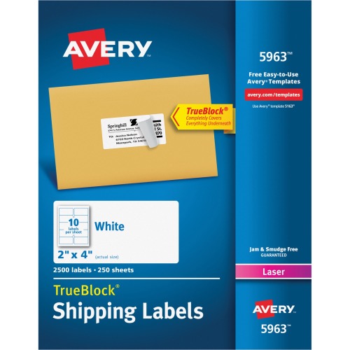 Avery Easy Peel White Shipping Labels 2500pc 2x4 072782059637