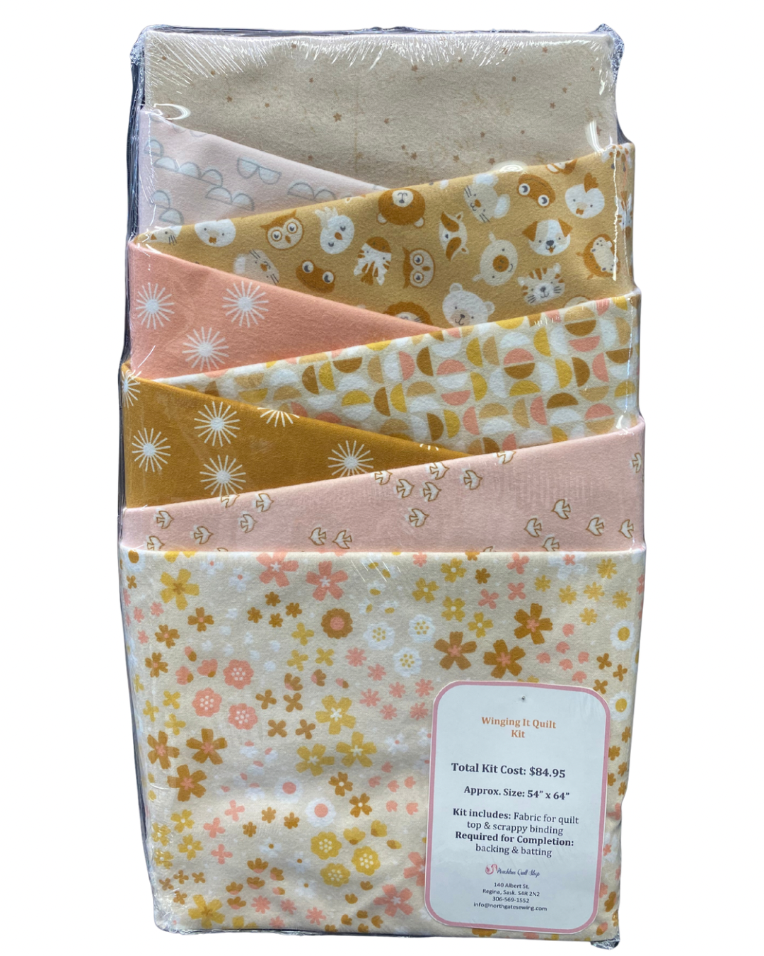 Winging It Quilt Kit - Peach & Gold - Stars Background - 483544