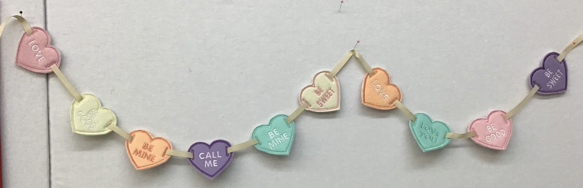 Candy Heart Garland (Machine Embroidery)