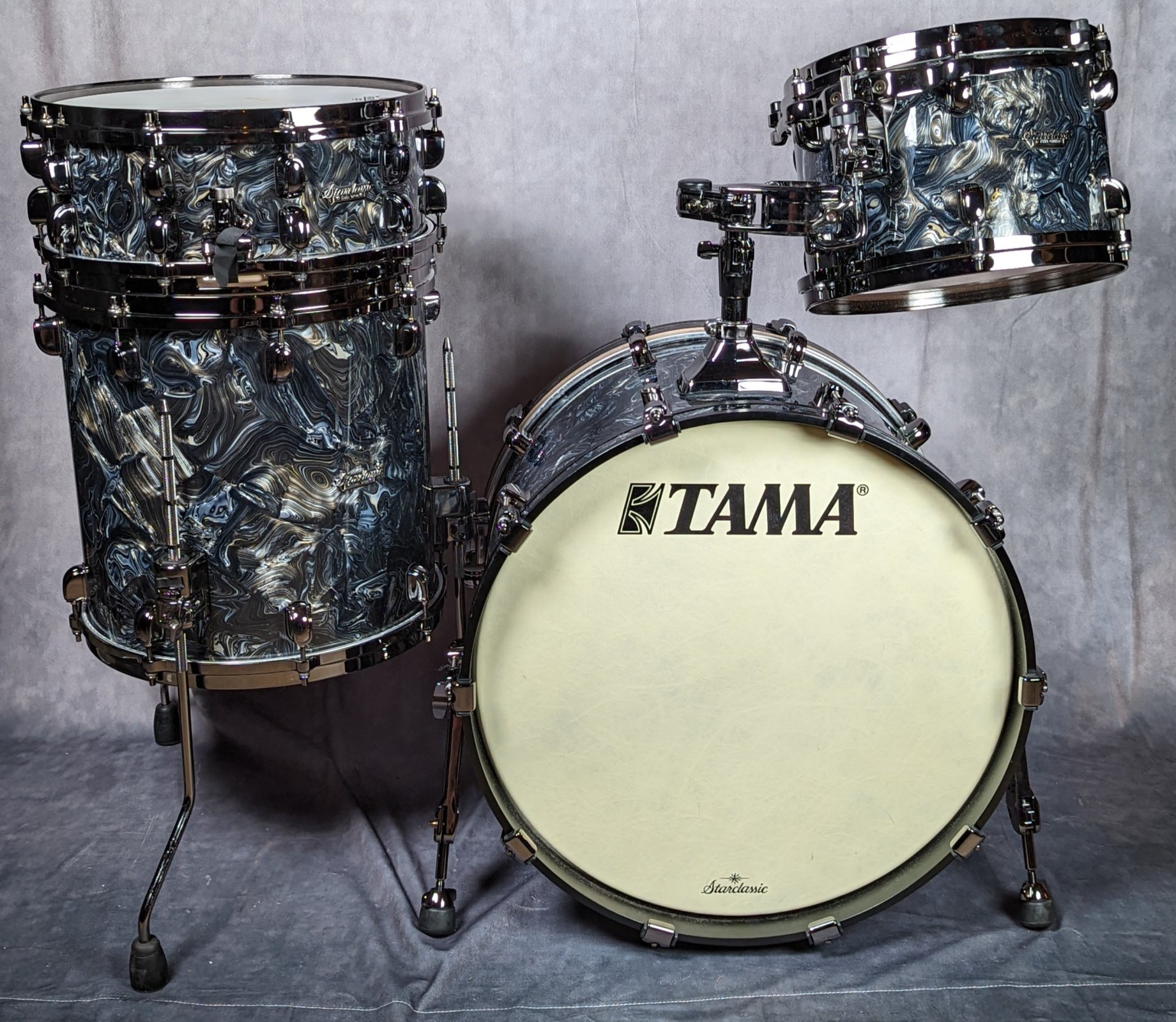 Used Tama Starclassic Maple Drum Kit 12,14, 20 - Charcoal Swirl