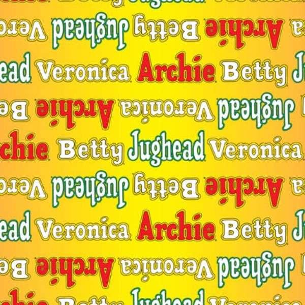 Archie Comics Logo Names on Yellow by Camelot Fabrics